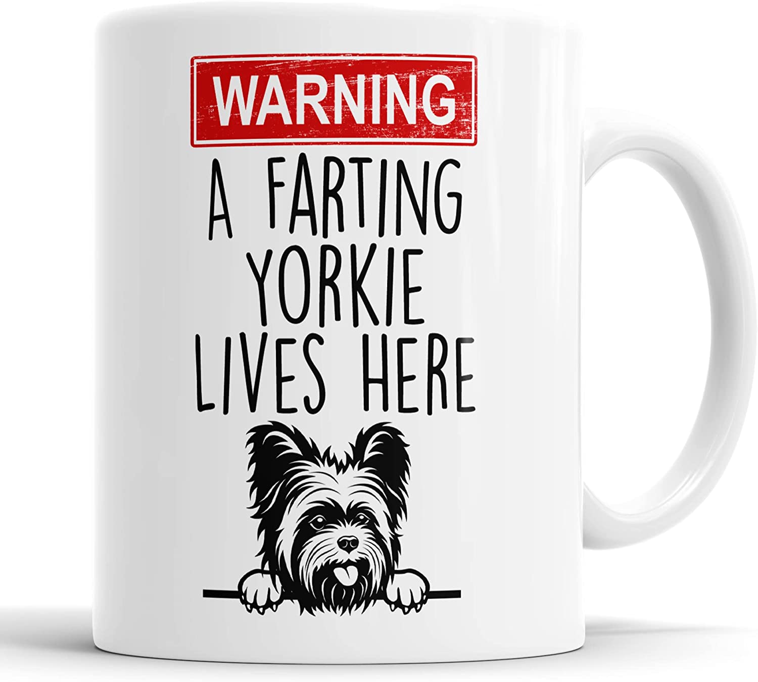 Yorkie Warning A Farting Lives Here Mug– Faithful Prints UK